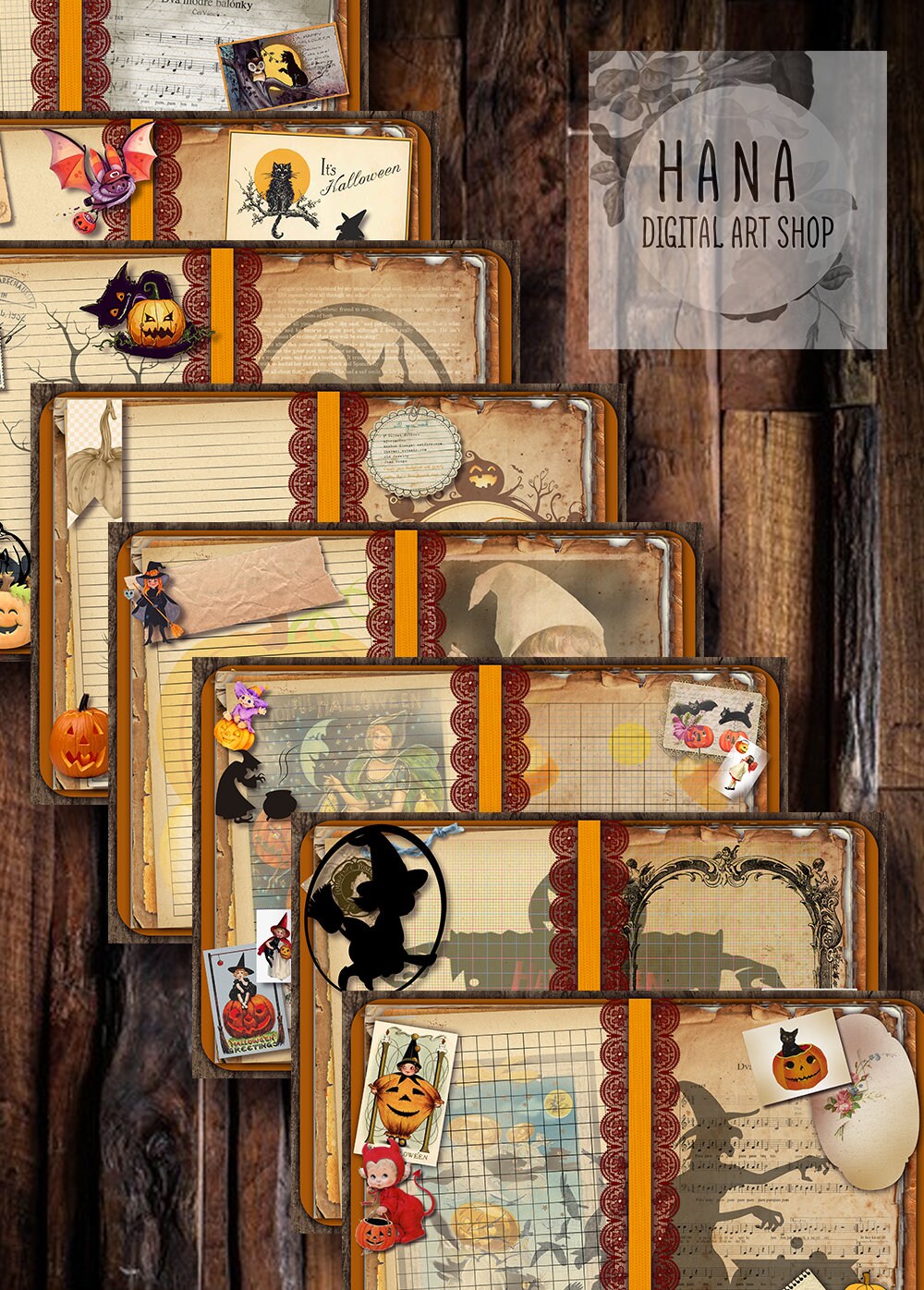 DIGITAL VINTAGE HALLOWEEN Ephemera, Junk Journal Printable Pages ...