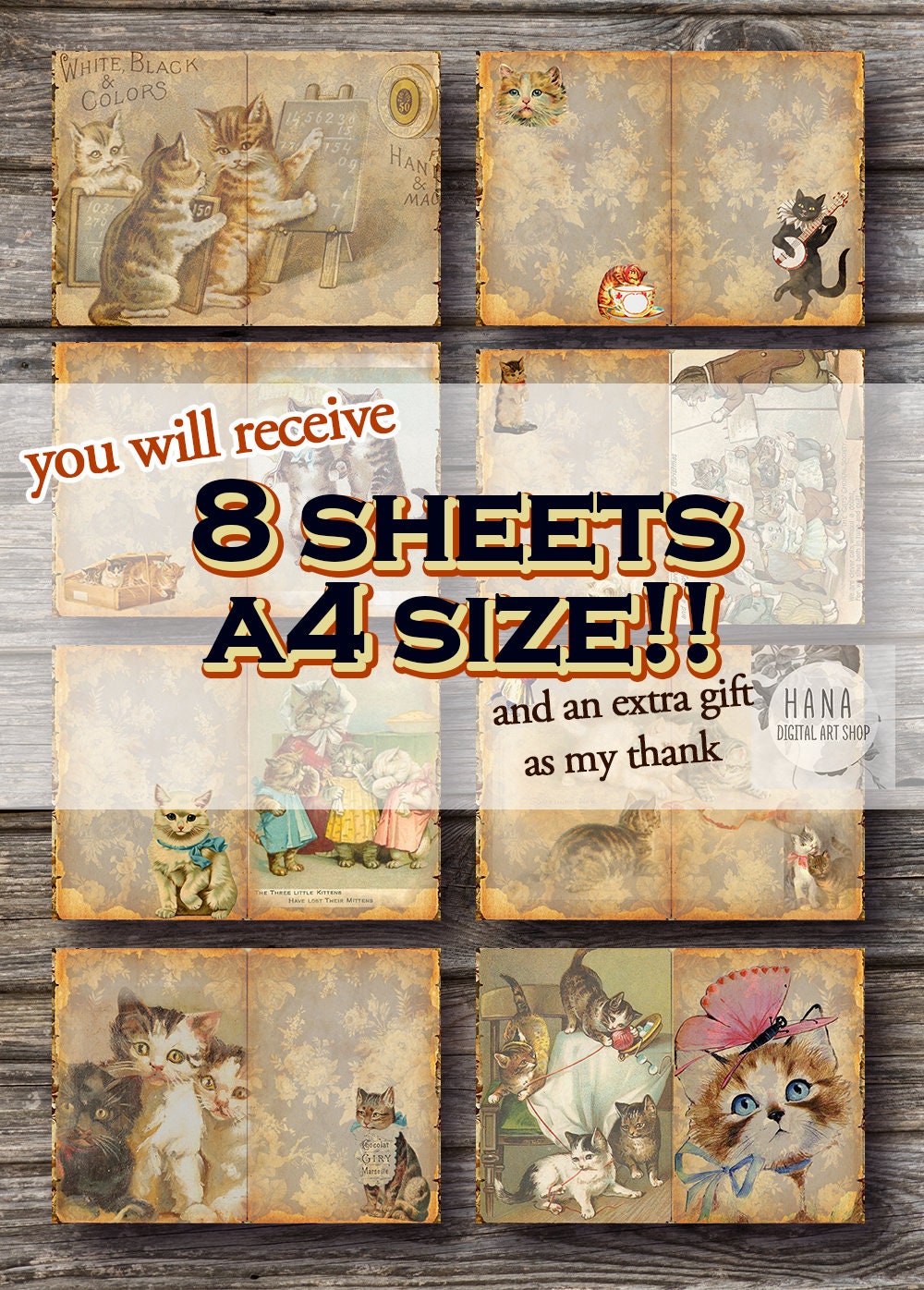 DIGITAL VINTAGE CAT Printable Journal Pages, Cat, Vintage Cat Journal ...