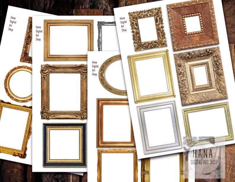 VINTAGE FRAME Clip Art, Printable Frame, Digital Frame, Frame for ...