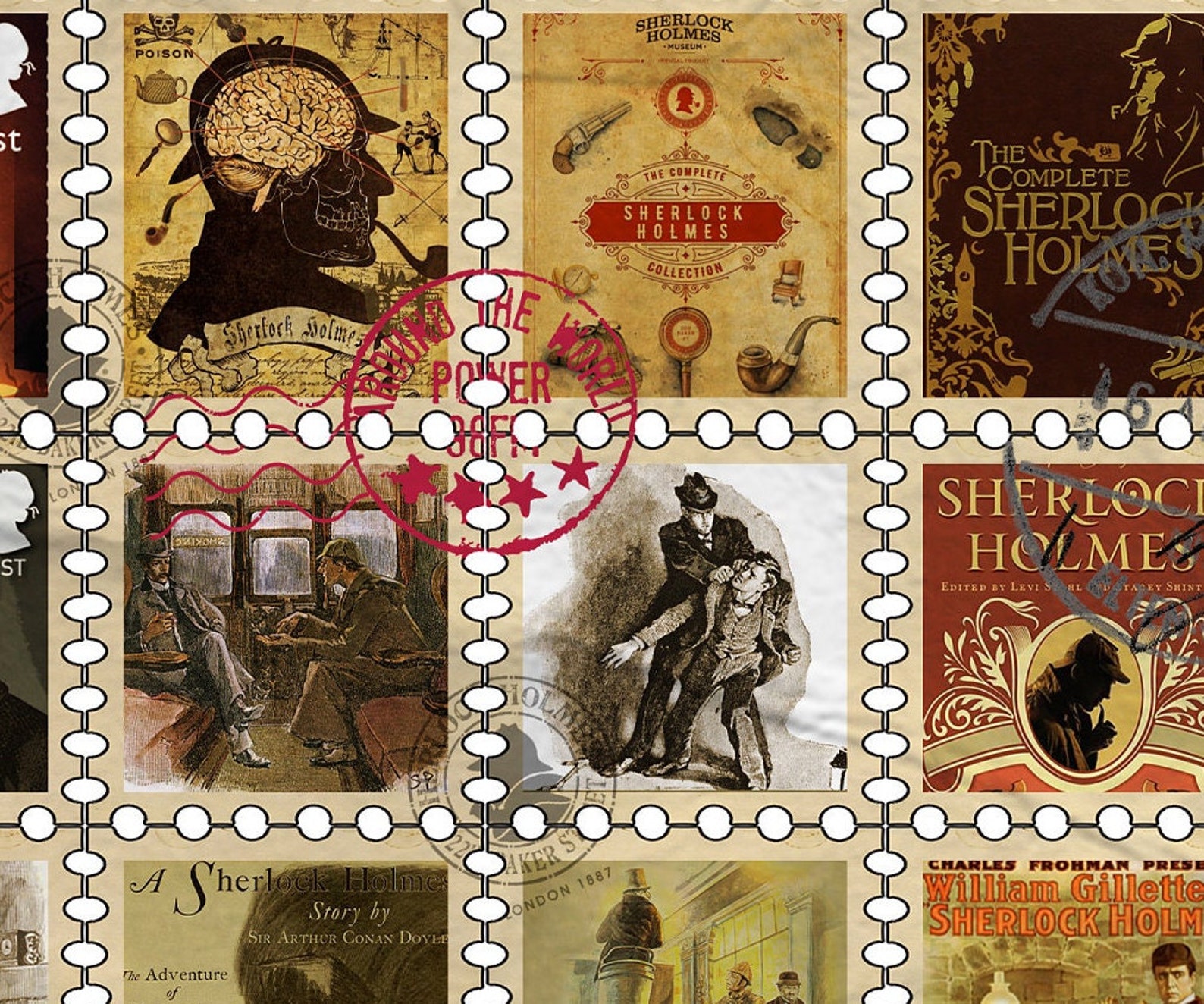 48 SHERLOCK HOLMES STAMPS, Printable Stamp, Vintage Stamp, Holmes ...