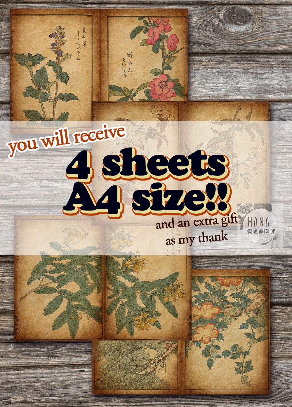 VINTAGE JAPANESE Printable Pages for Junk Journals, Japanese Ephemera ...