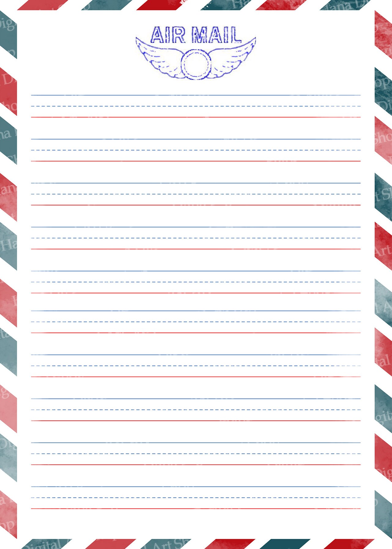 AIR MAIL PAPER Pack, Vintage Writing Envelope Paper, Printable Envelope ...