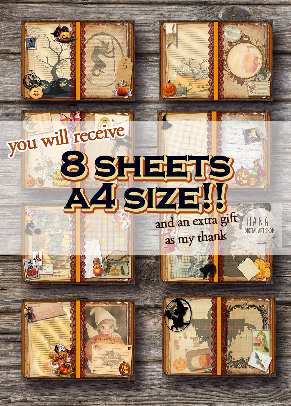 DIGITAL VINTAGE HALLOWEEN Ephemera, Junk Journal Printable Pages ...