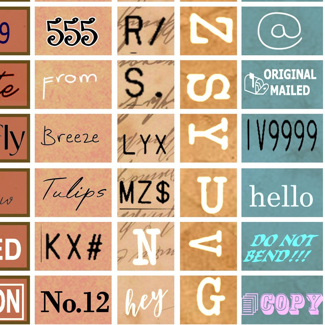 RANDOM TEXT & NUMBERS Clip Art, Printable Vintage Labels, for Journal ...