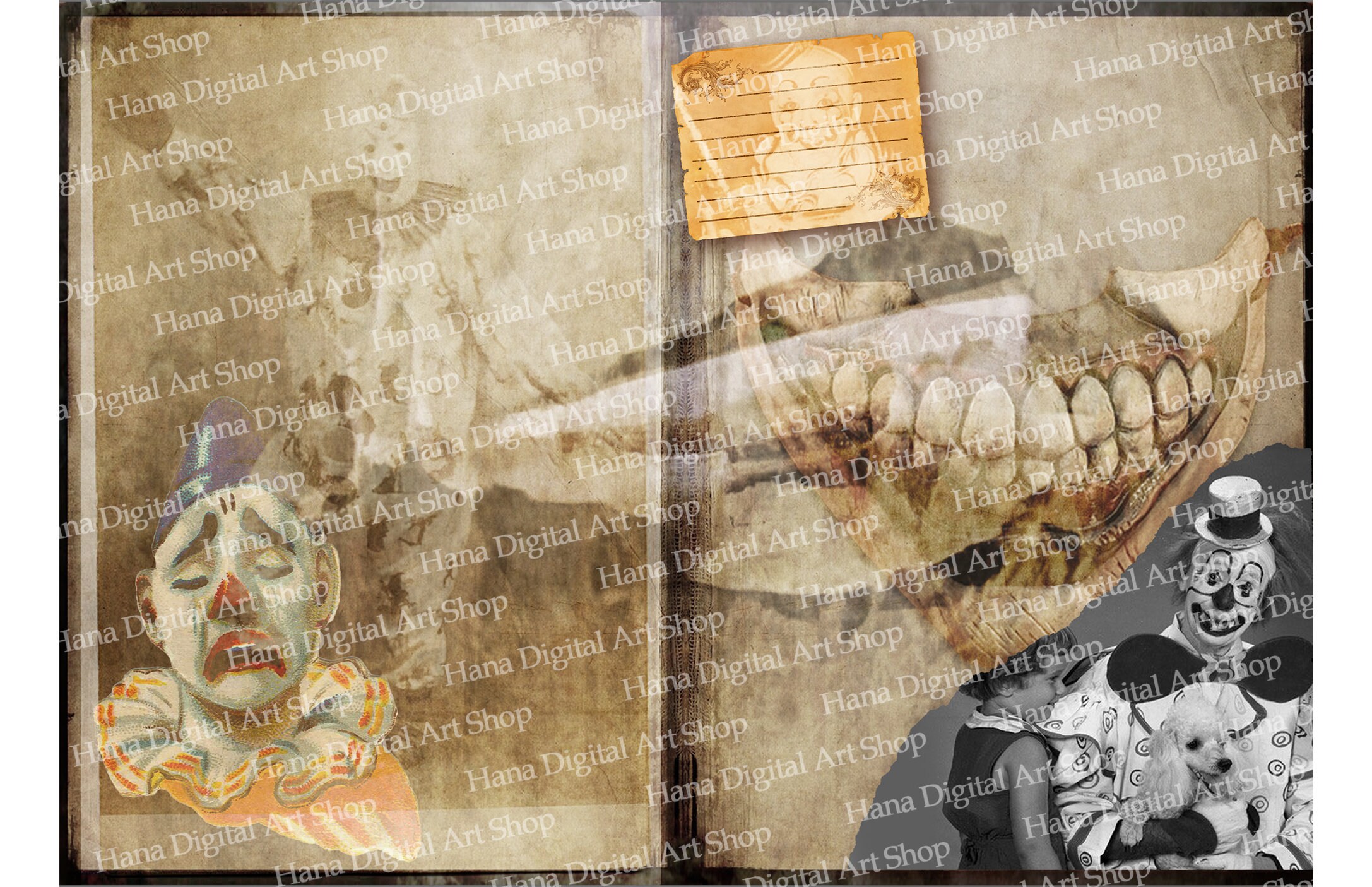 CLOWN JOURNAL BOOK, Book of Shadow, Vintage Journal, Clown Art, Horror ...