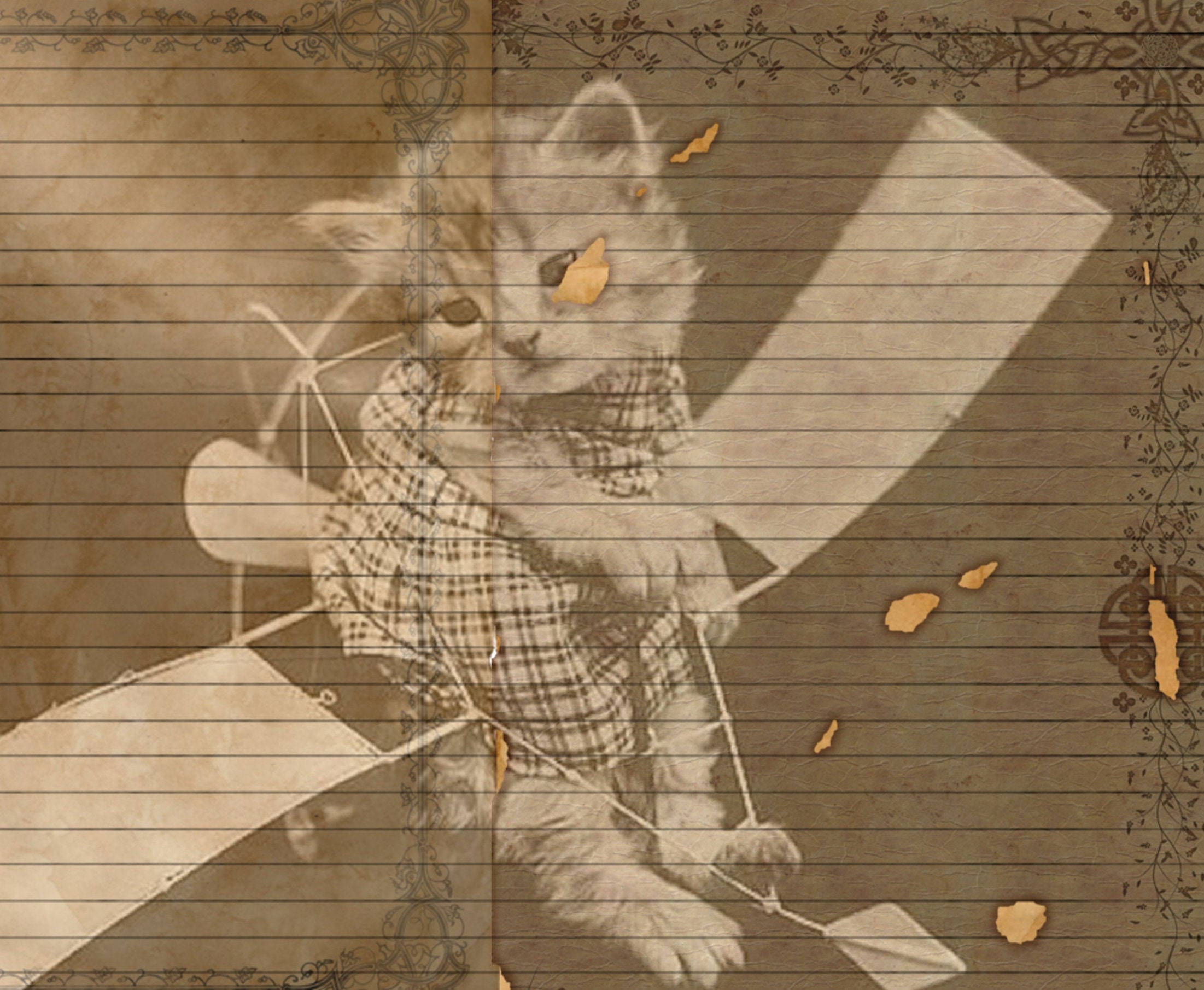 DIGITAL VINTAGE CAT Printable Journal Pages, Vintage Cat Journal, Dark ...