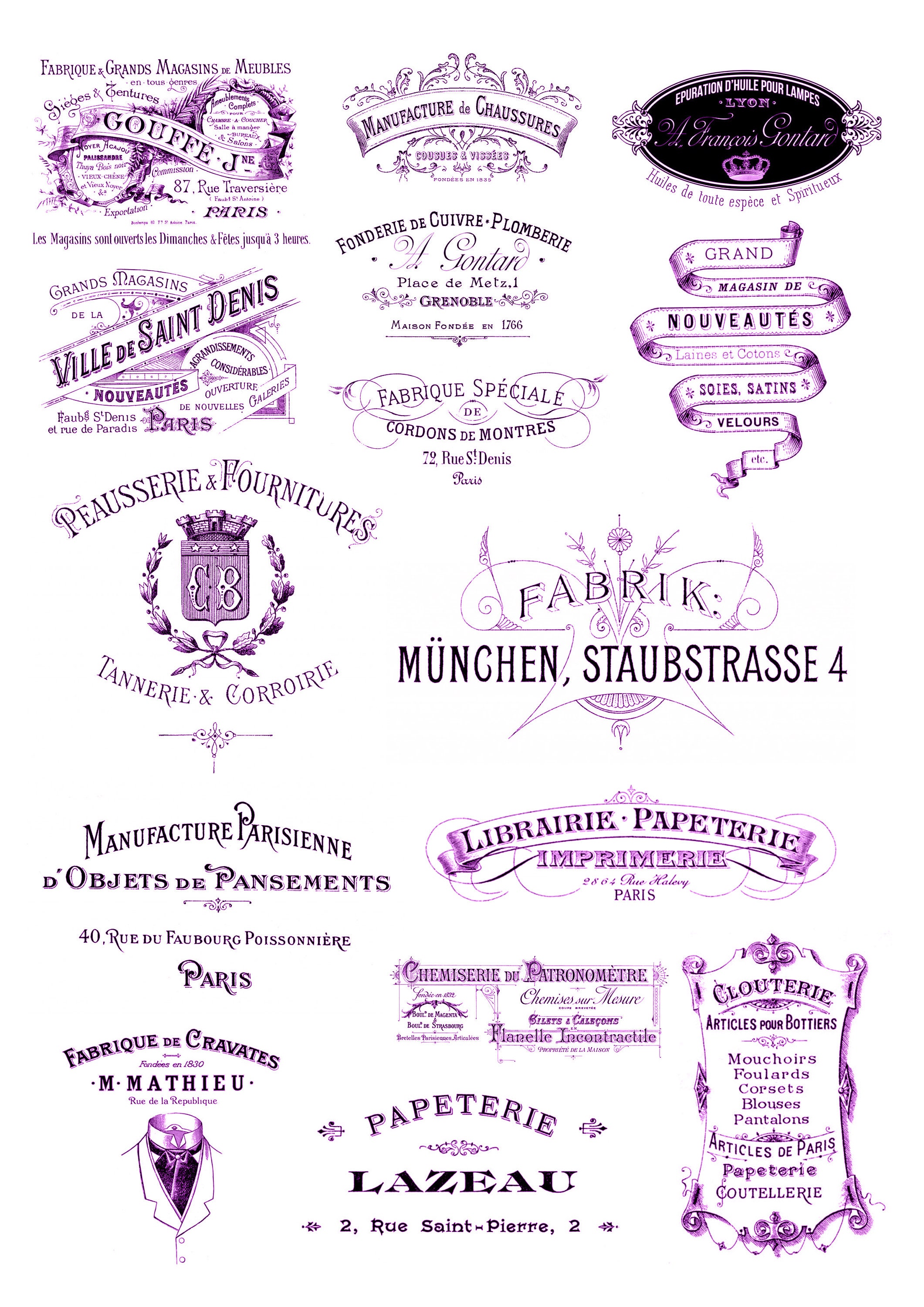 PURPLE VINTAGE EPHEMERA, Pink Junk Journal, Pink Printable Kit, Vintage ...