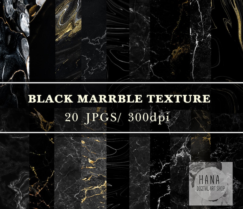 BLACK MARBLE Textures Paper, Digital Paper, Luxury Marble Backgrounds ...