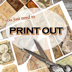 SMALL MAPS Cards, Printable Vintage Map Paper, Junk Journal Ephemera ...