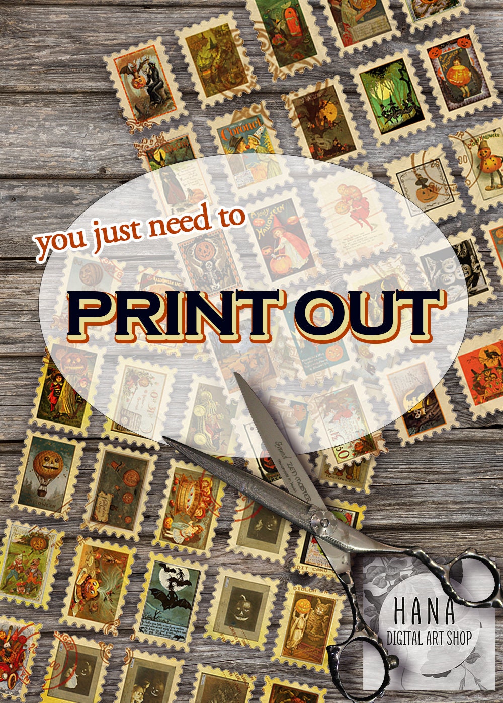 50 STAMPS, Printable Halloween Stamp, Halloween Letters, Horror Stamps ...