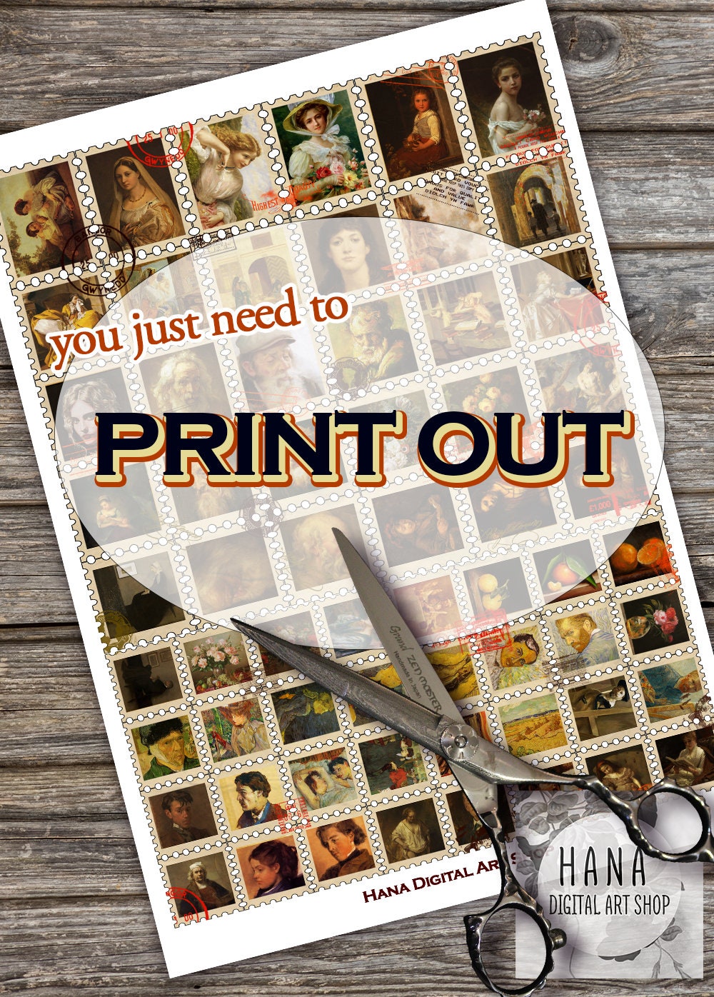 Oil Painting Stamps, Vintage Art Printable (digital Download) - Etsy