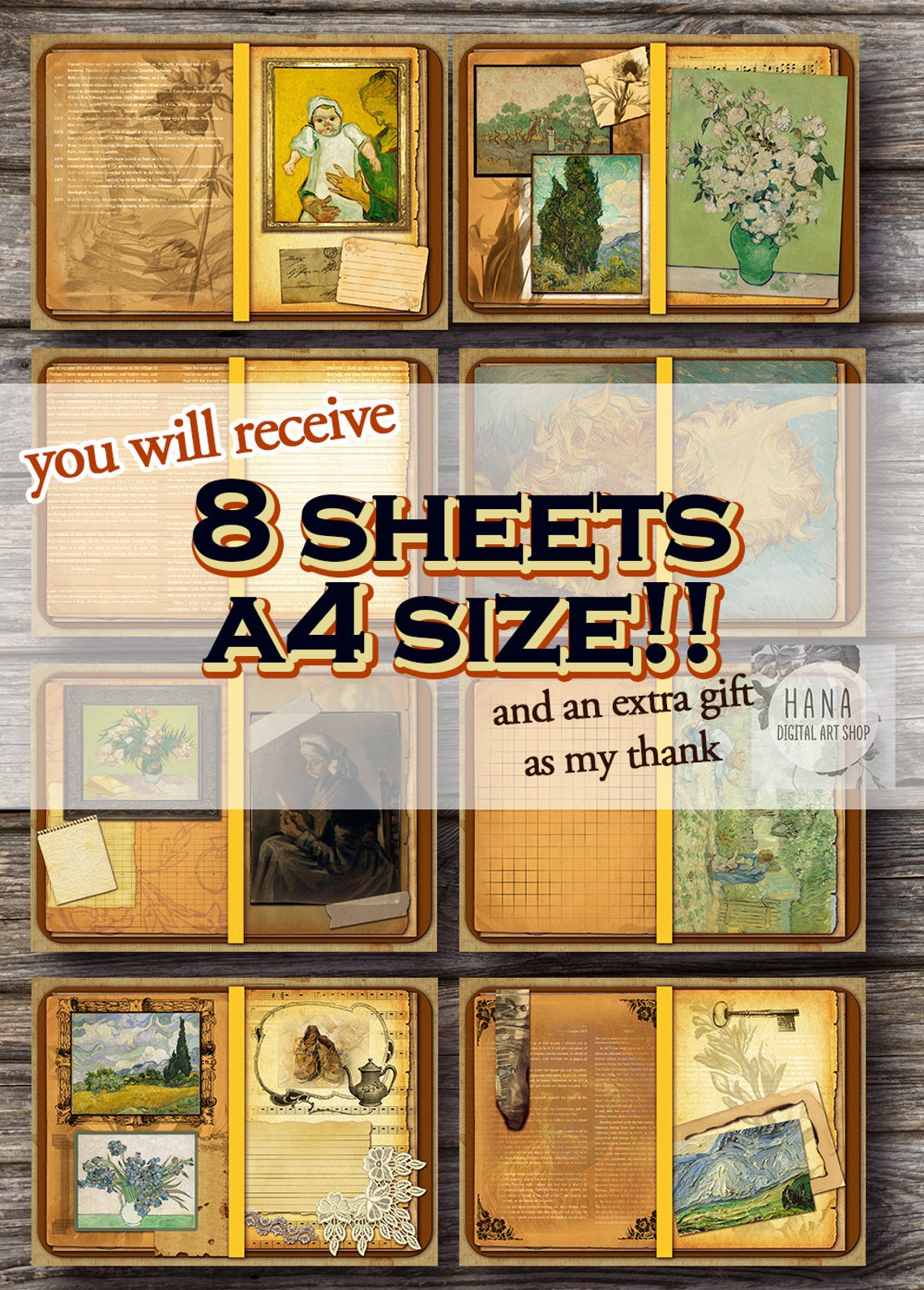 DIGITAL VAN GOGH Journal Pages Ephemera Junk Journal Kit - Etsy