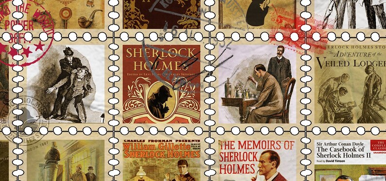 48 SHERLOCK HOLMES STAMPS, Printable Stamp, Vintage Stamp, Holmes ...