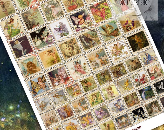 48 FAIRY STAMPS Fairy Printable Stamp Vintage Stamp Fairy - Etsy