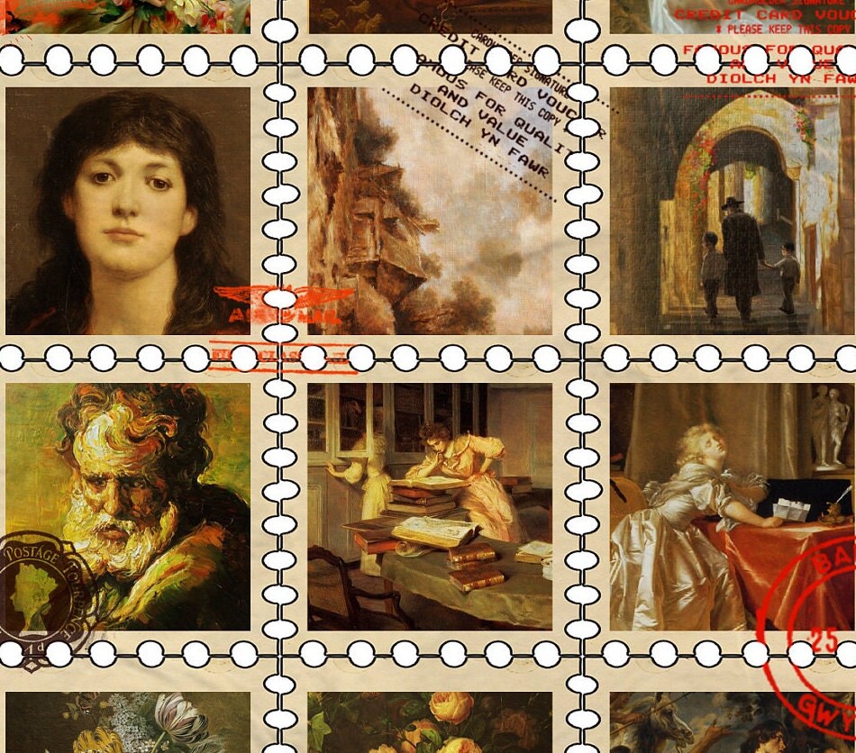 48 OIL PAINTING STAMPS Printable Stamp Vintage Stamp - Etsy