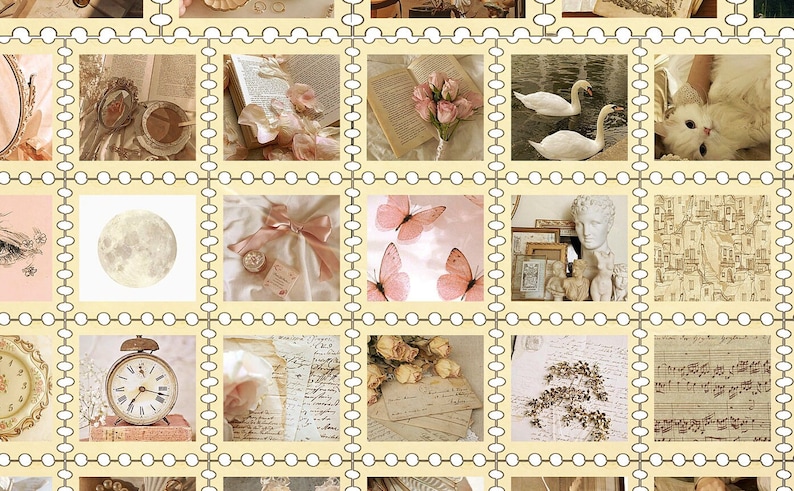 48 LIGHT ACADEMIA AESTHETICS Stamps, Printable Stamp, Vintage Stamp ...