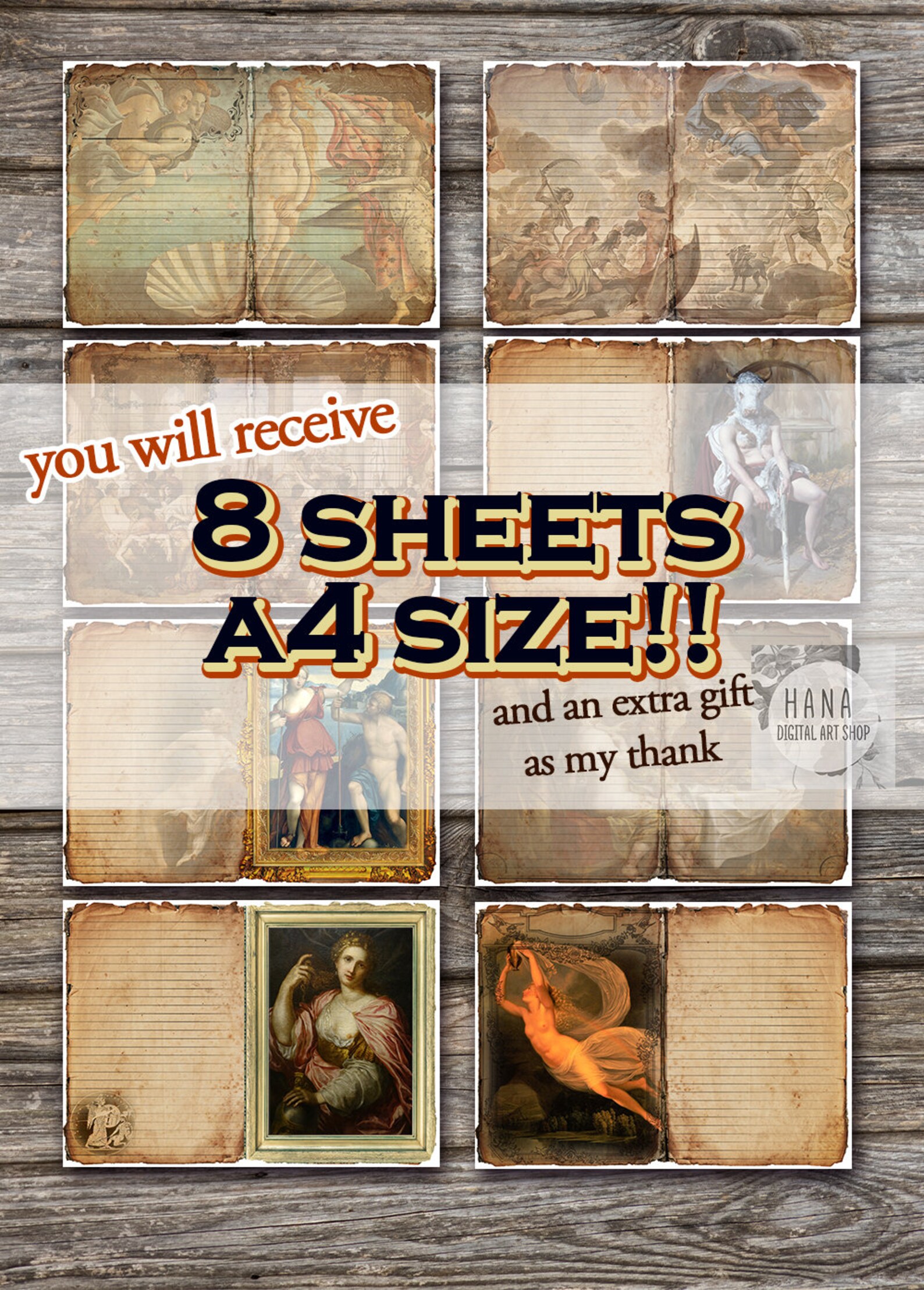 GREEK GOD Double Pages Ephemera Vintage Paper Vintage - Etsy