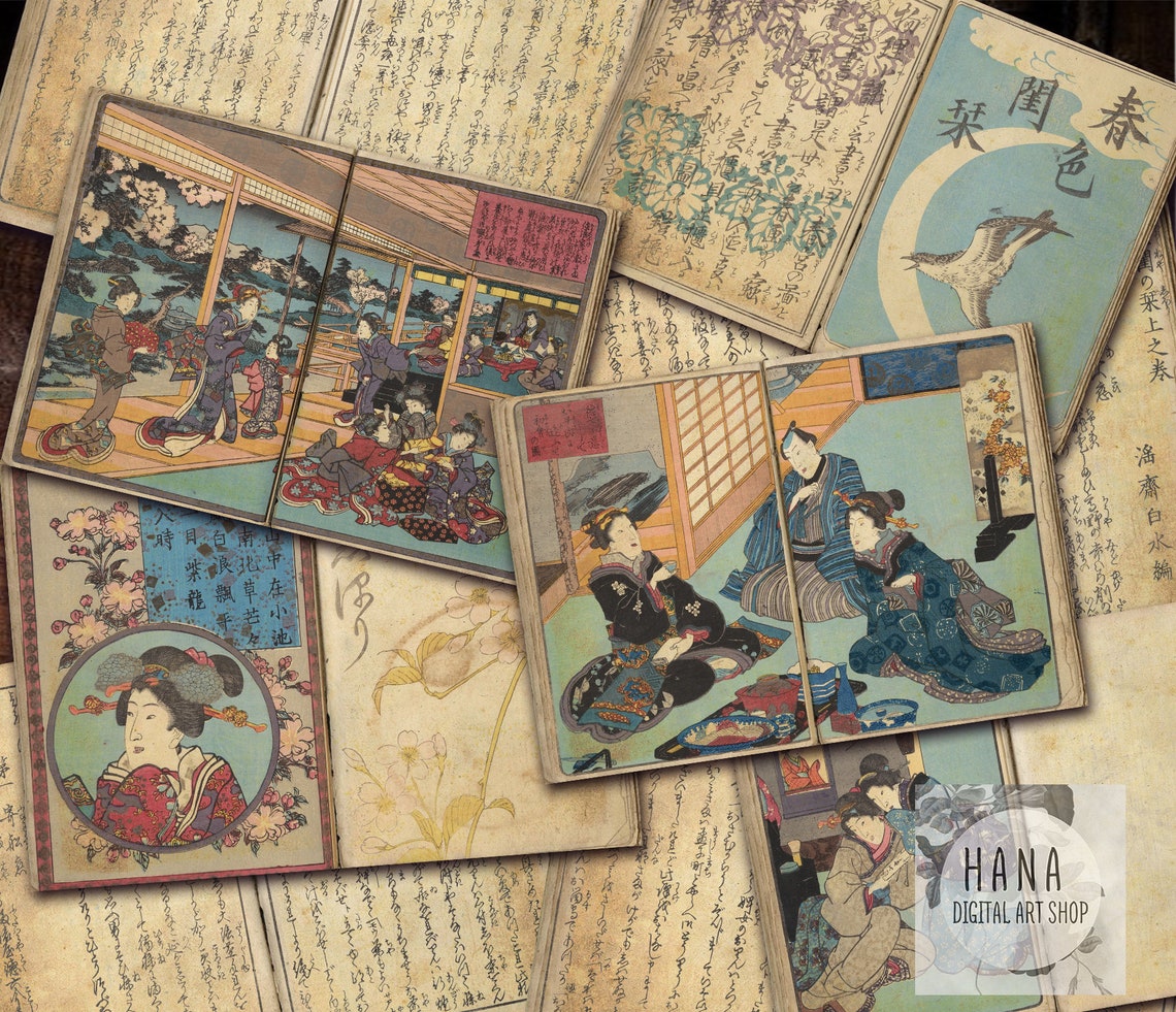 Japanese Printable Pages for Junk Journals, Japanese Ephemera, Junk ...