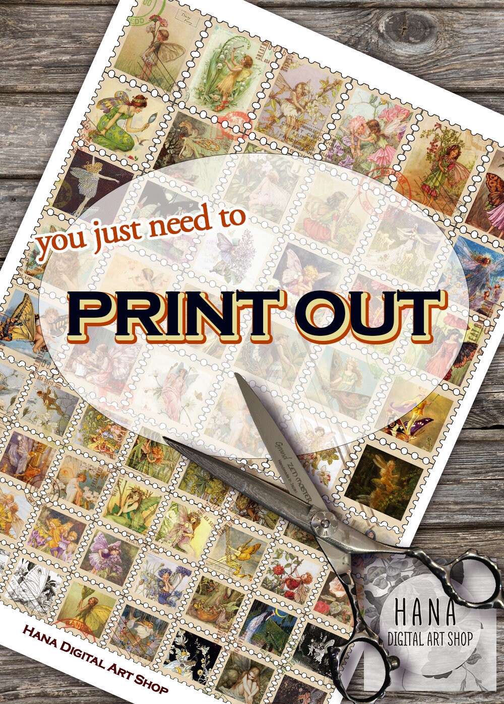 48 FAIRY STAMPS, Fairy Printable Stamp, Vintage Stamp, Fairy Stamps ...