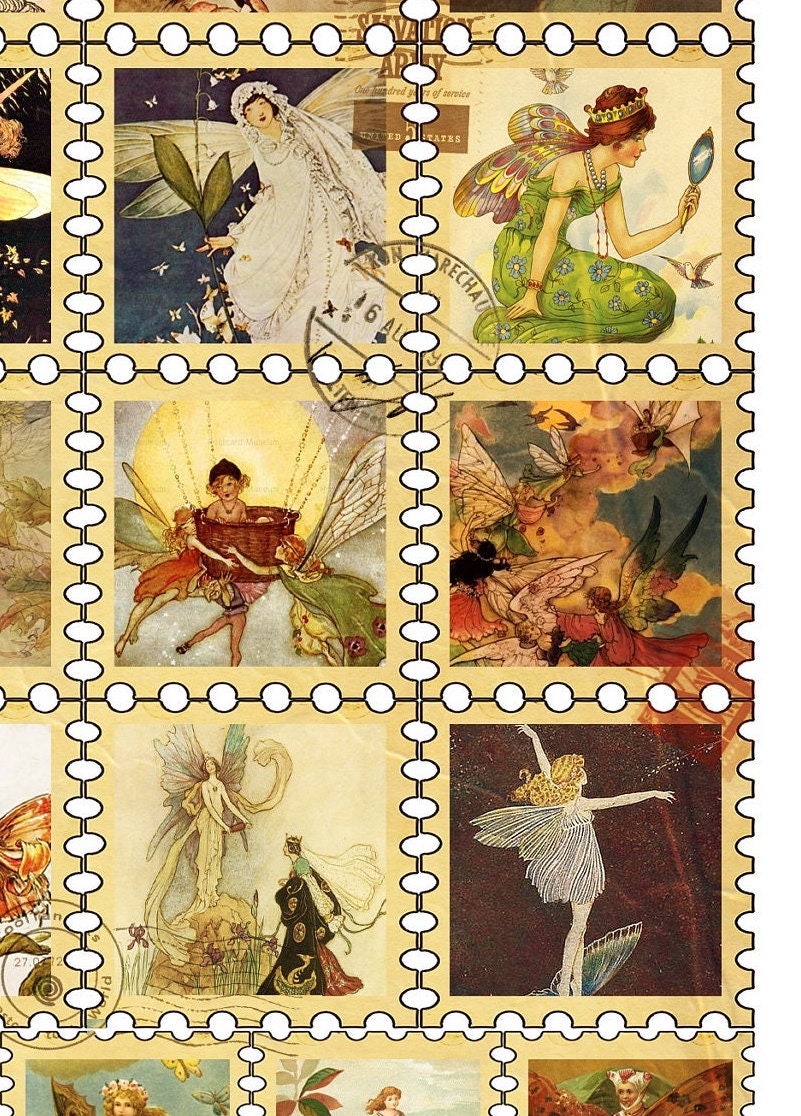 48 FAIRY STAMPS, Fairy Printable Stamp, Vintage Stamp, Fairy Stamps ...