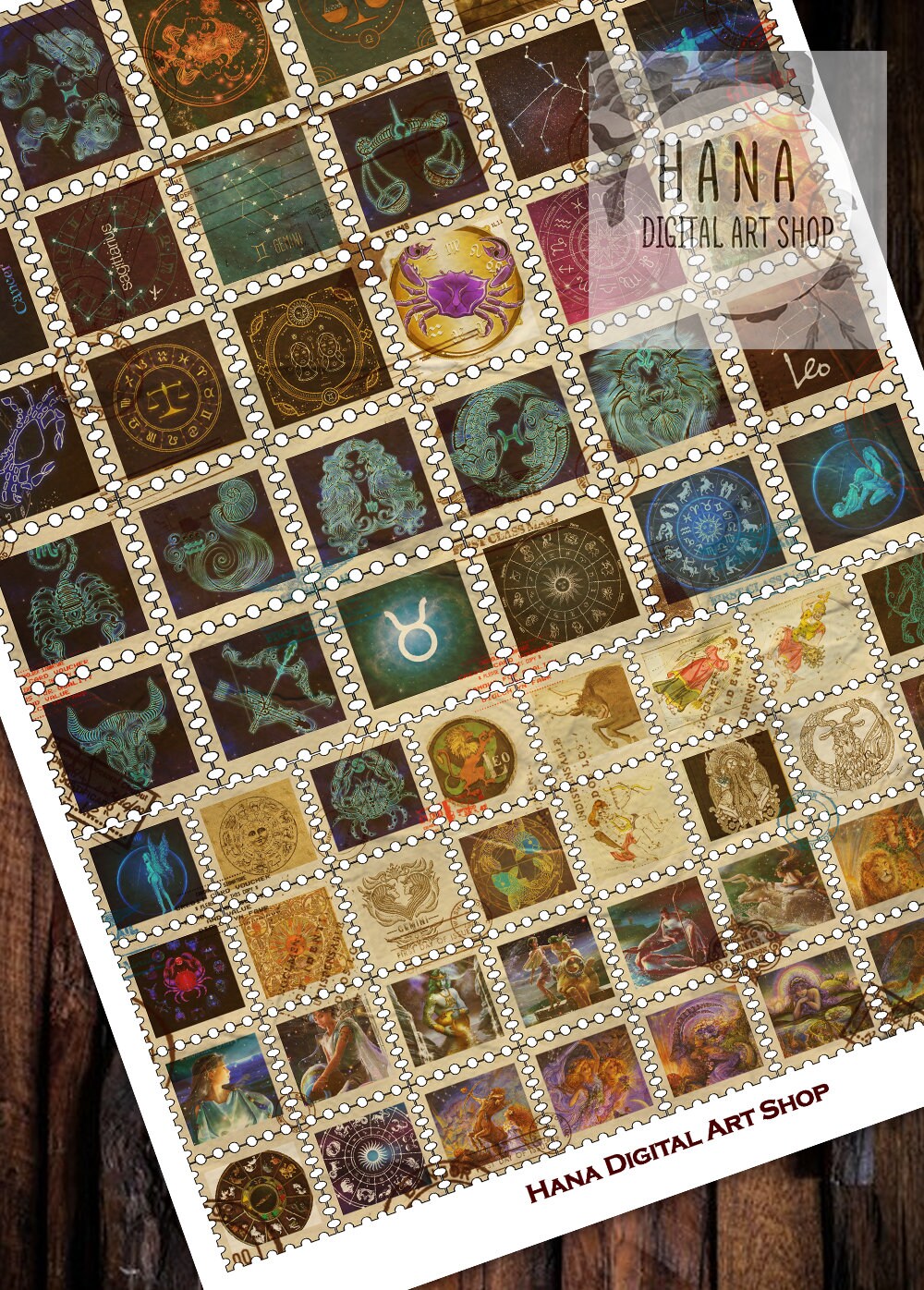 Zodiac Stamps, Vintage Astrology Printable (digital Download) - Etsy