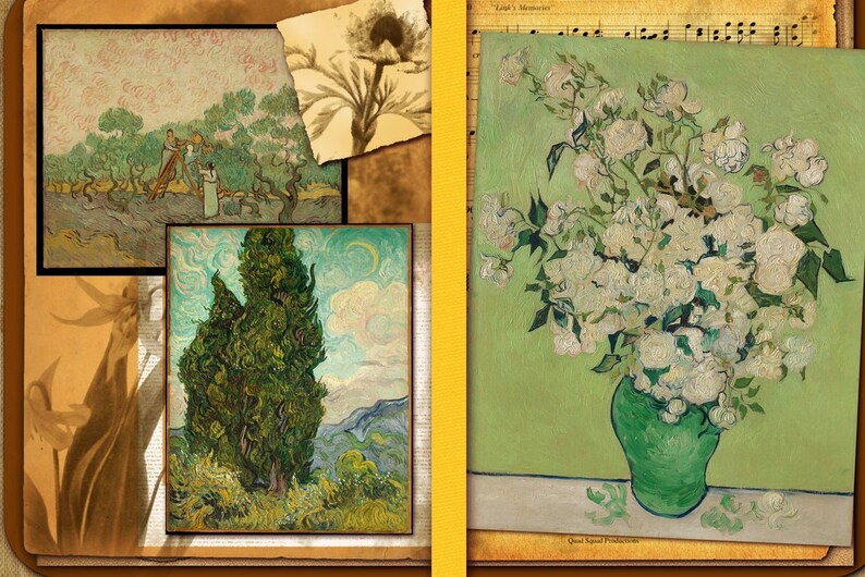 DIGITAL VAN GOGH Journal Pages, Ephemera, Junk Journal Kit, Dark ...