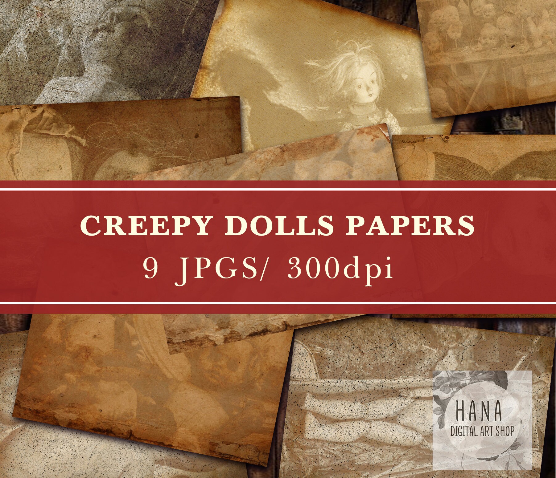 CREEPY DOLLS PAPER, Haunted Halloween Journal Pages, Creepy Halloween ...