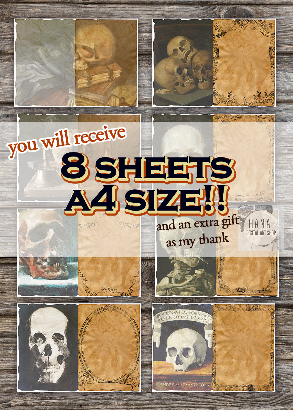 SKULL PAINTING Journal Printable Pages, Digital Ephemera Download ...