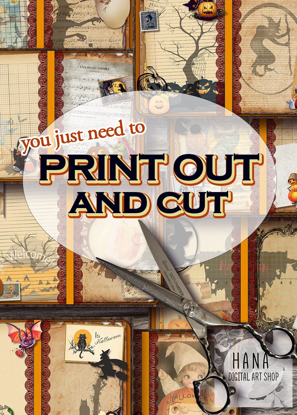 DIGITAL VINTAGE HALLOWEEN Ephemera, Junk Journal Printable Pages ...