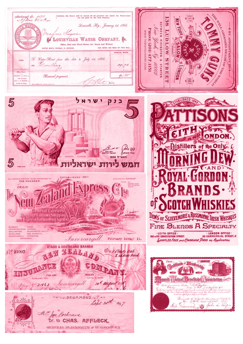PINK VINTAGE EPHEMERA, Pink Junk Journal, Pink Printable Kit, Vintage ...