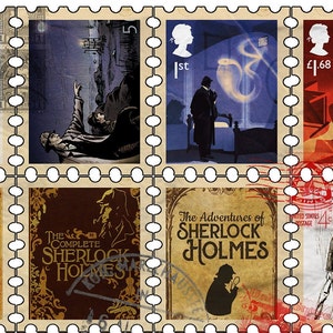 48 SHERLOCK HOLMES STAMPS, Printable Stamp, Vintage Stamp, Holmes ...