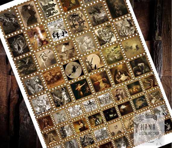 48 WITCH STAMPS Printable Stamp Vintage Stamp Witches - Etsy