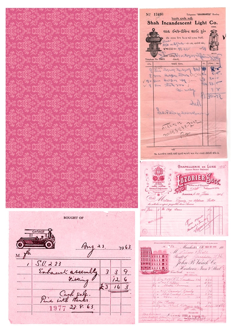 PINK VINTAGE EPHEMERA, Pink Junk Journal, Pink Printable Kit, Vintage ...
