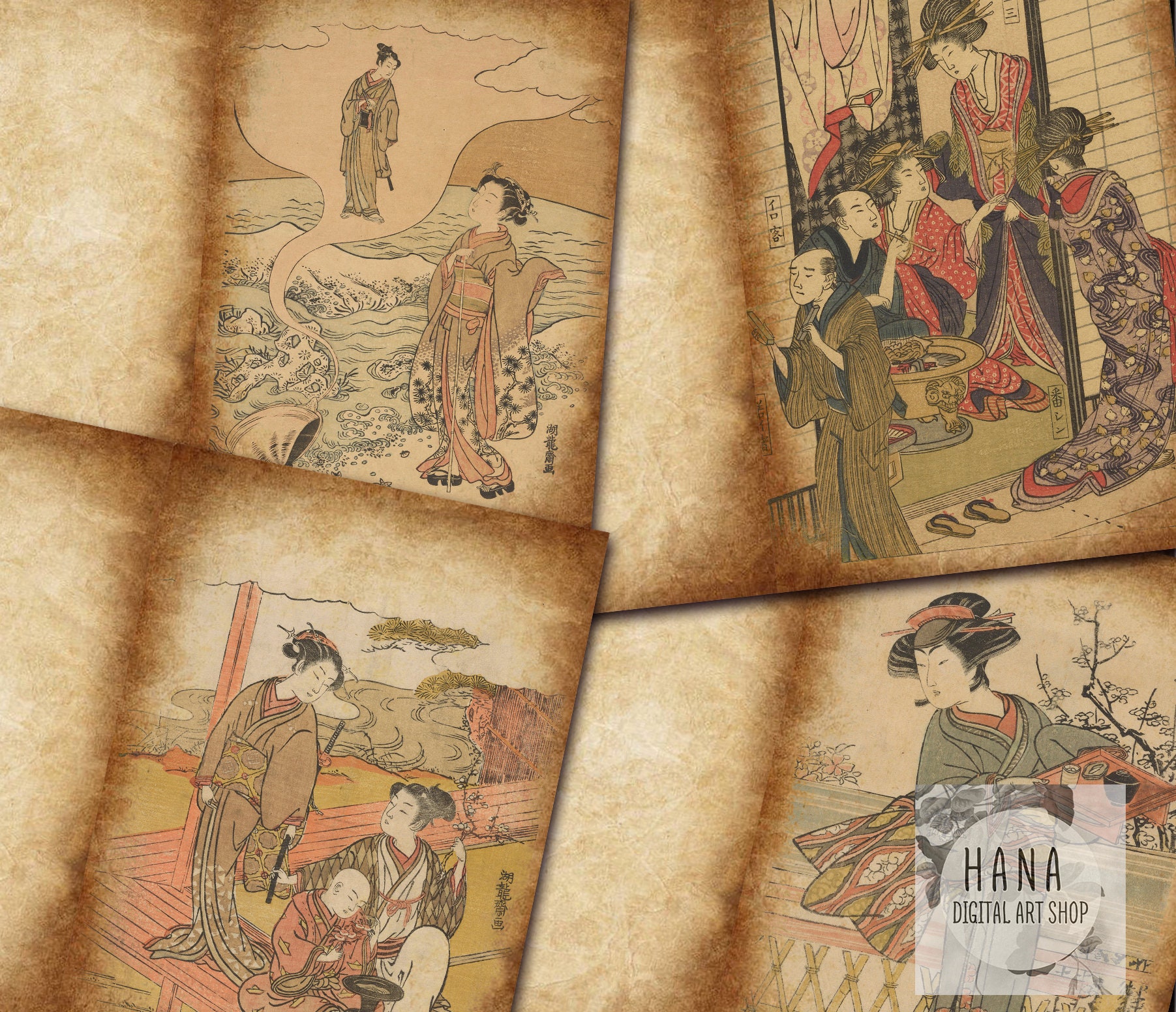 VINTAGE JAPANESE Printable Pages for Junk Journals, Japanese Ephemera ...