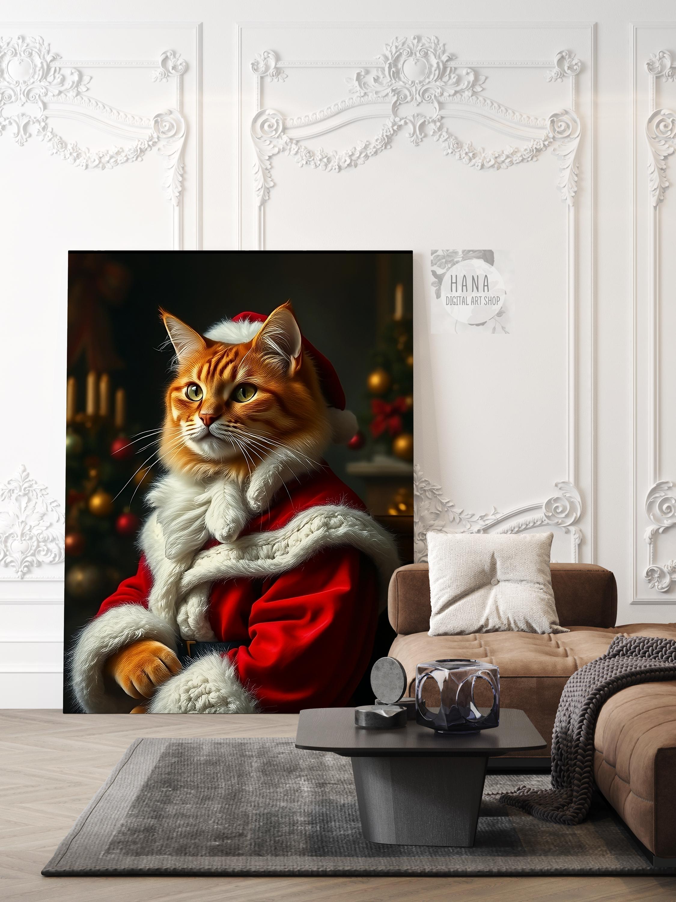 Christmas Royal Cat Printable Wall Art, Royal Cat Prints, Cat in Royal ...