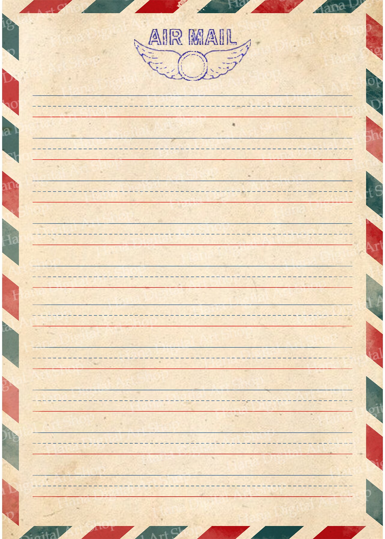 AIR MAIL PAPER Pack, Vintage Writing Envelope Paper, Printable Envelope ...