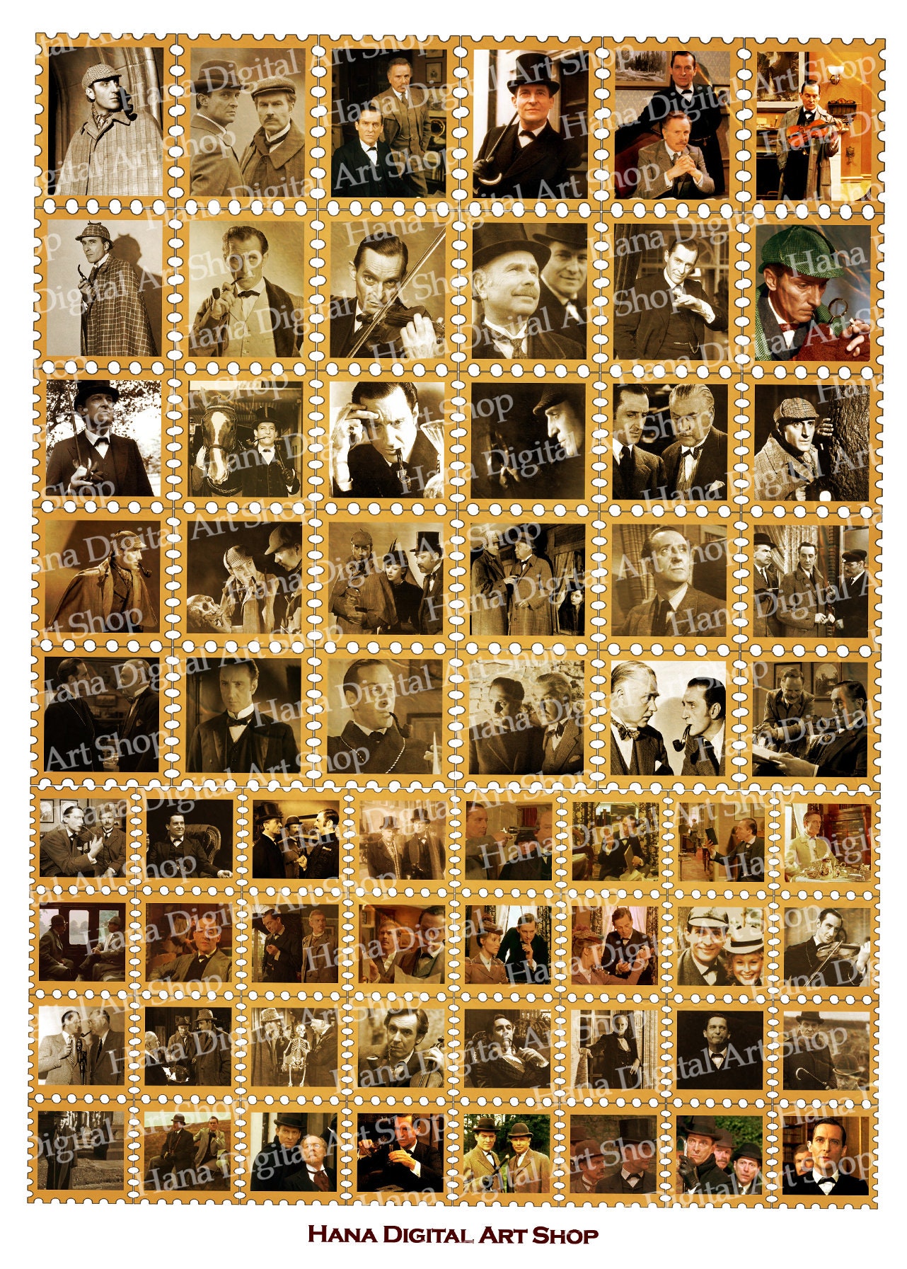 48 SHERLOCK HOLMES Vintage Images STAMPS, Printable Stamp, Vintage ...