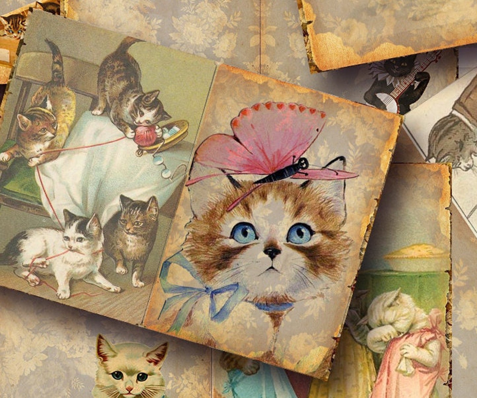 DIGITAL VINTAGE CAT Printable Journal Pages, Cat, Vintage Cat Journal ...