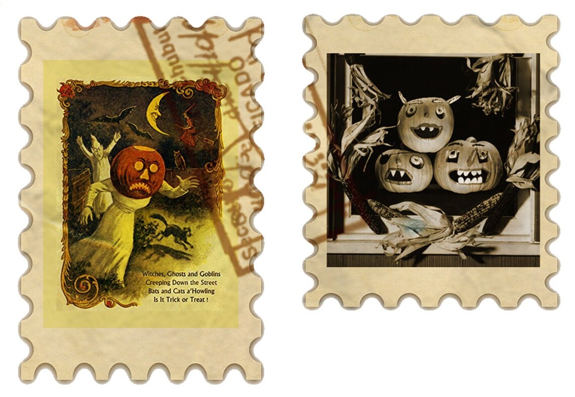 50 STAMPS, Printable Halloween Stamp, Halloween Letters, Horror Stamps ...