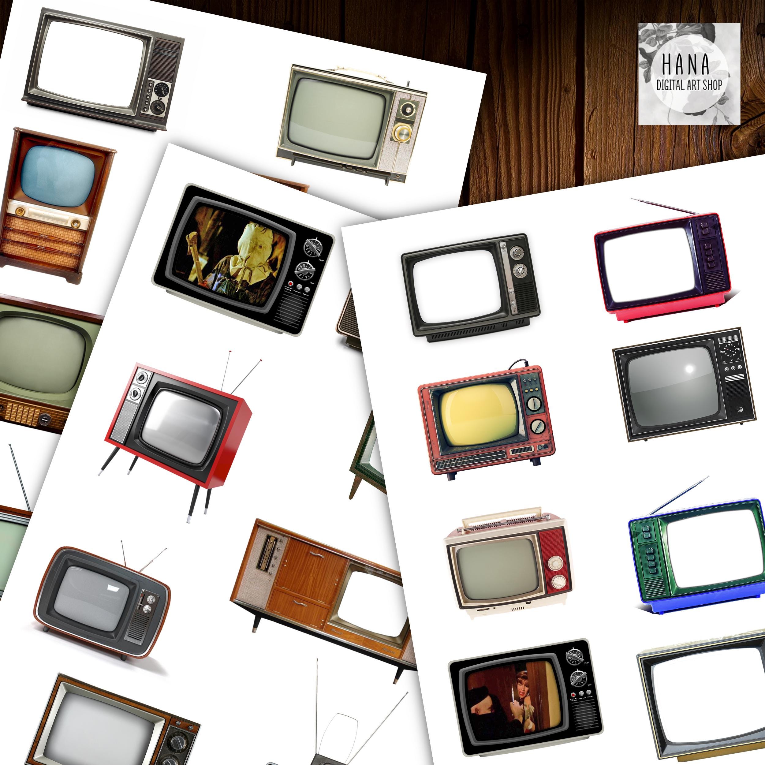 VINTAGE TELEVISION Clip Art, Printable Frame, Digital Frame, TV for ...