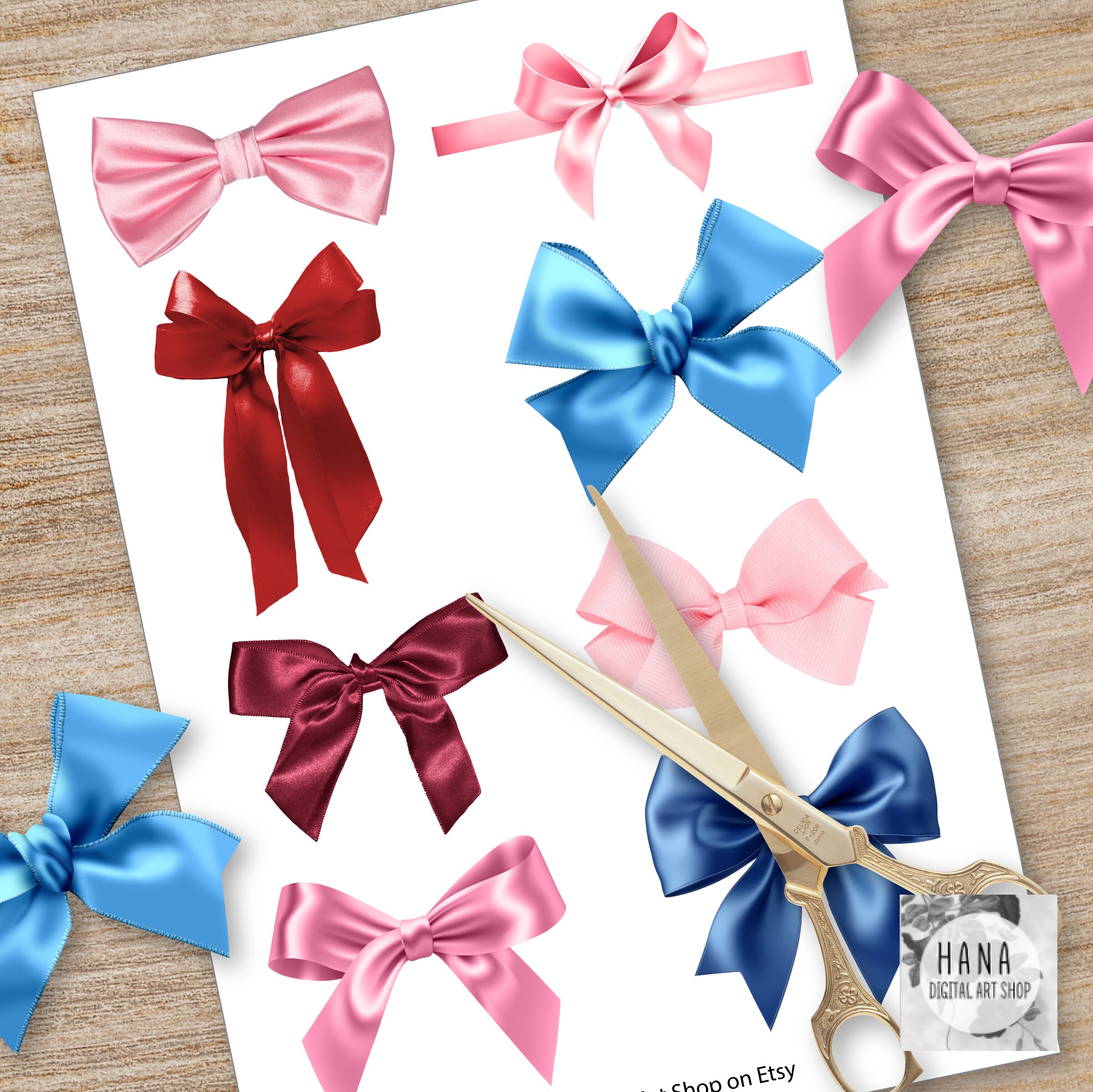 Digital Bows Clipart Collection | Colorful Bow Illustrations | Instant ...
