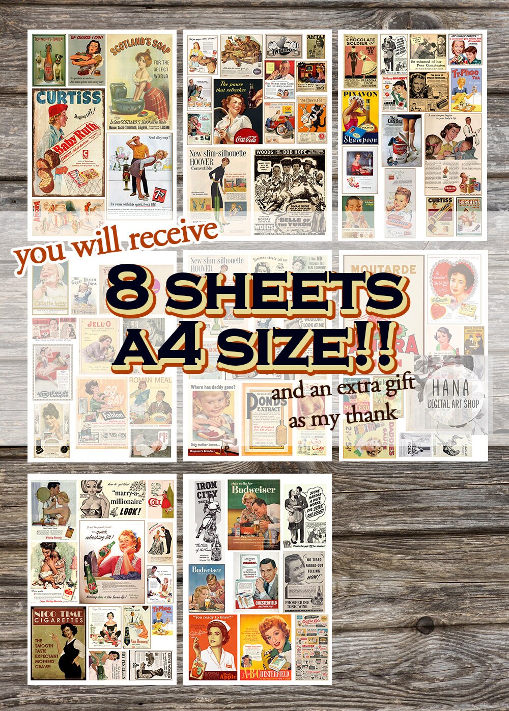 VINTAGE ADVERTISEMENT POSTER, Retro Poster, Advertisement Kit, Vintage ...