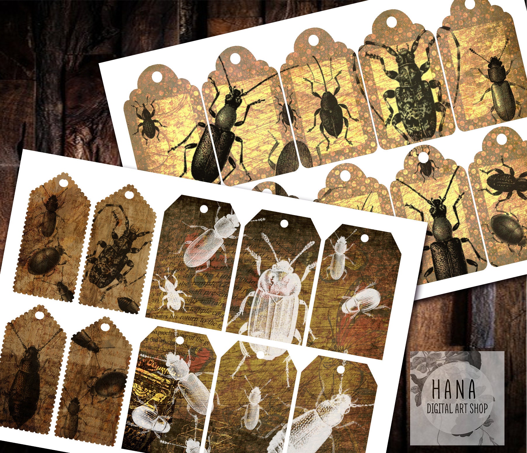 BUGS TAGS Insect Tags Bug Gift Tags Vintage Botanist Bug - Etsy