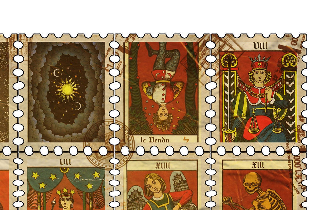 48 TAROT STAMPS, Fairy Printable Stamp, Vintage Stamp, Fairy Stamps ...