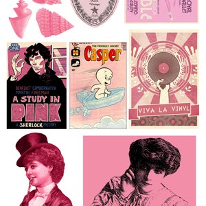 PINK VINTAGE EPHEMERA, Pink Junk Journal, Pink Printable Kit, Vintage ...