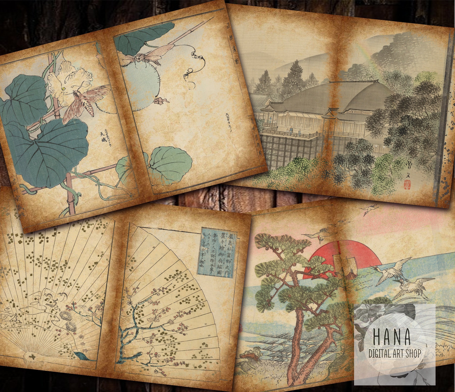 VINTAGE JAPANESE Printable Pages for Junk Journals, Japanese Ephemera ...