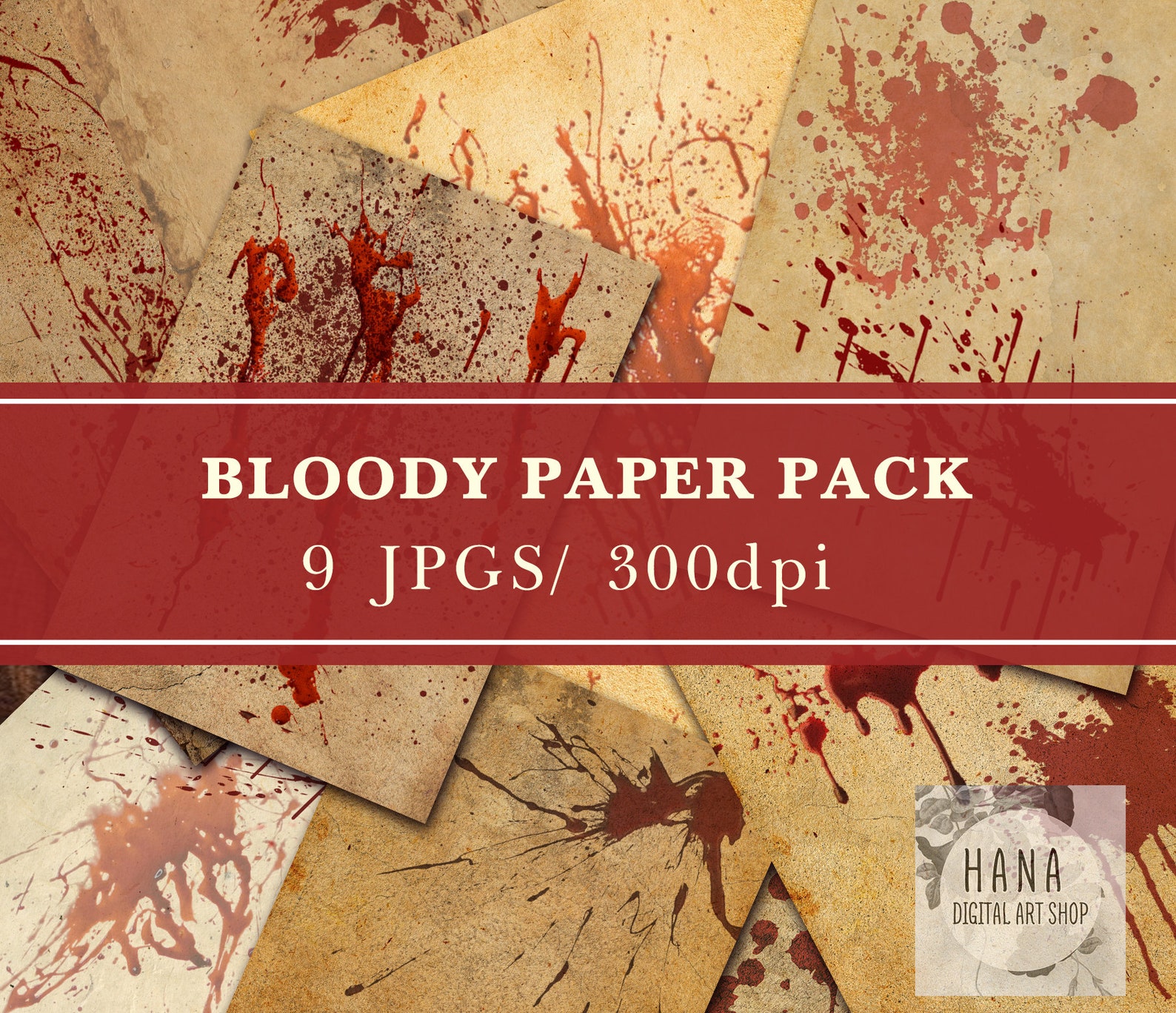 BLOODY PAPER PACK, Creepy Paper, Journal Printable Pages, Digital ...
