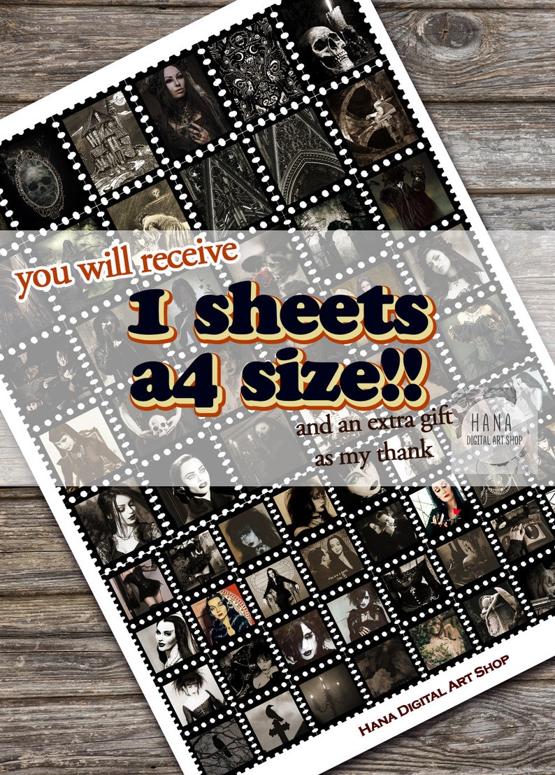 48 GOTHIC STAMPS, Goth Stamps, Printable Stamp, Dark Academia Stamp ...