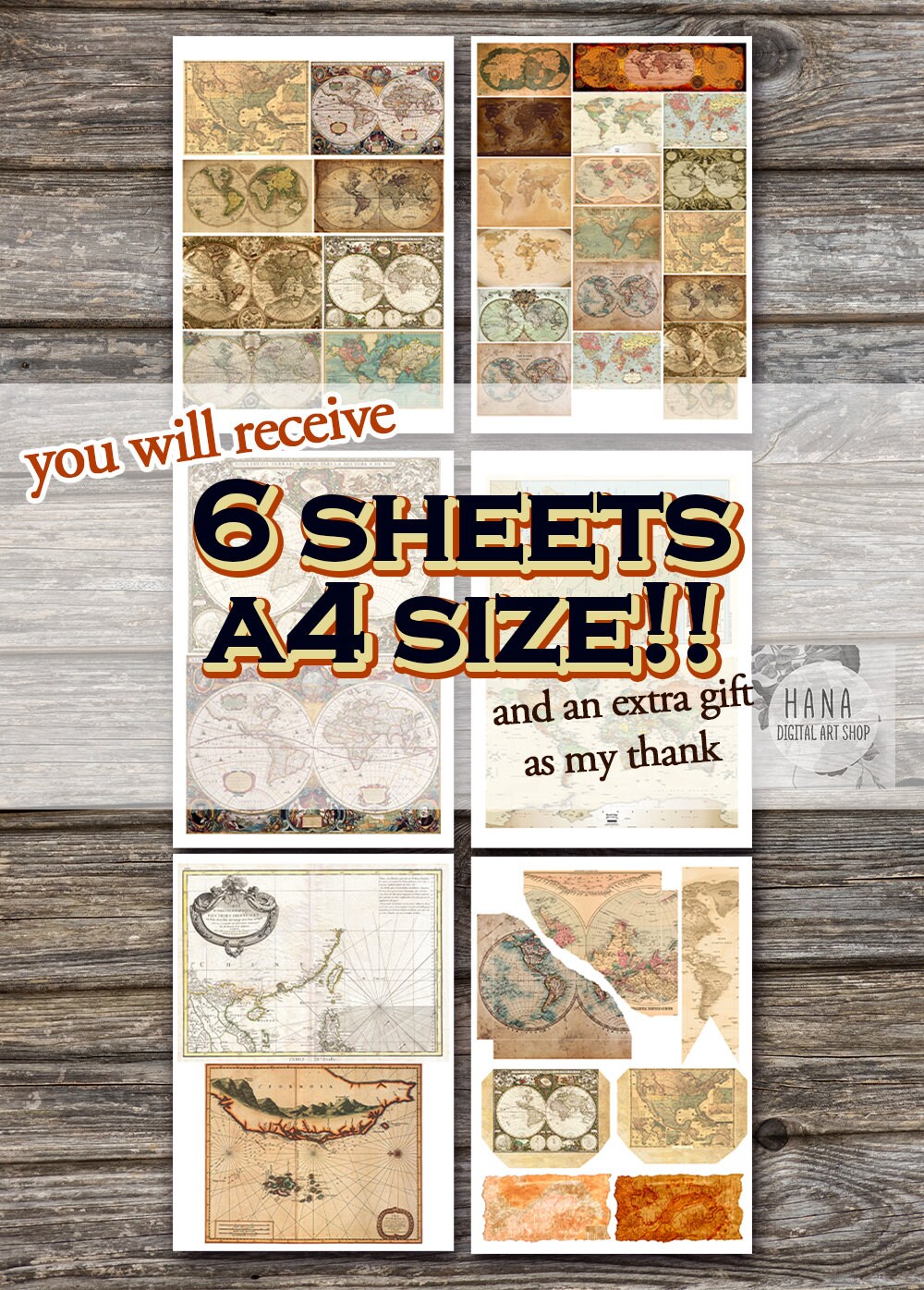 SMALL MAPS Cards, Printable Vintage Map Paper, Junk Journal Ephemera ...