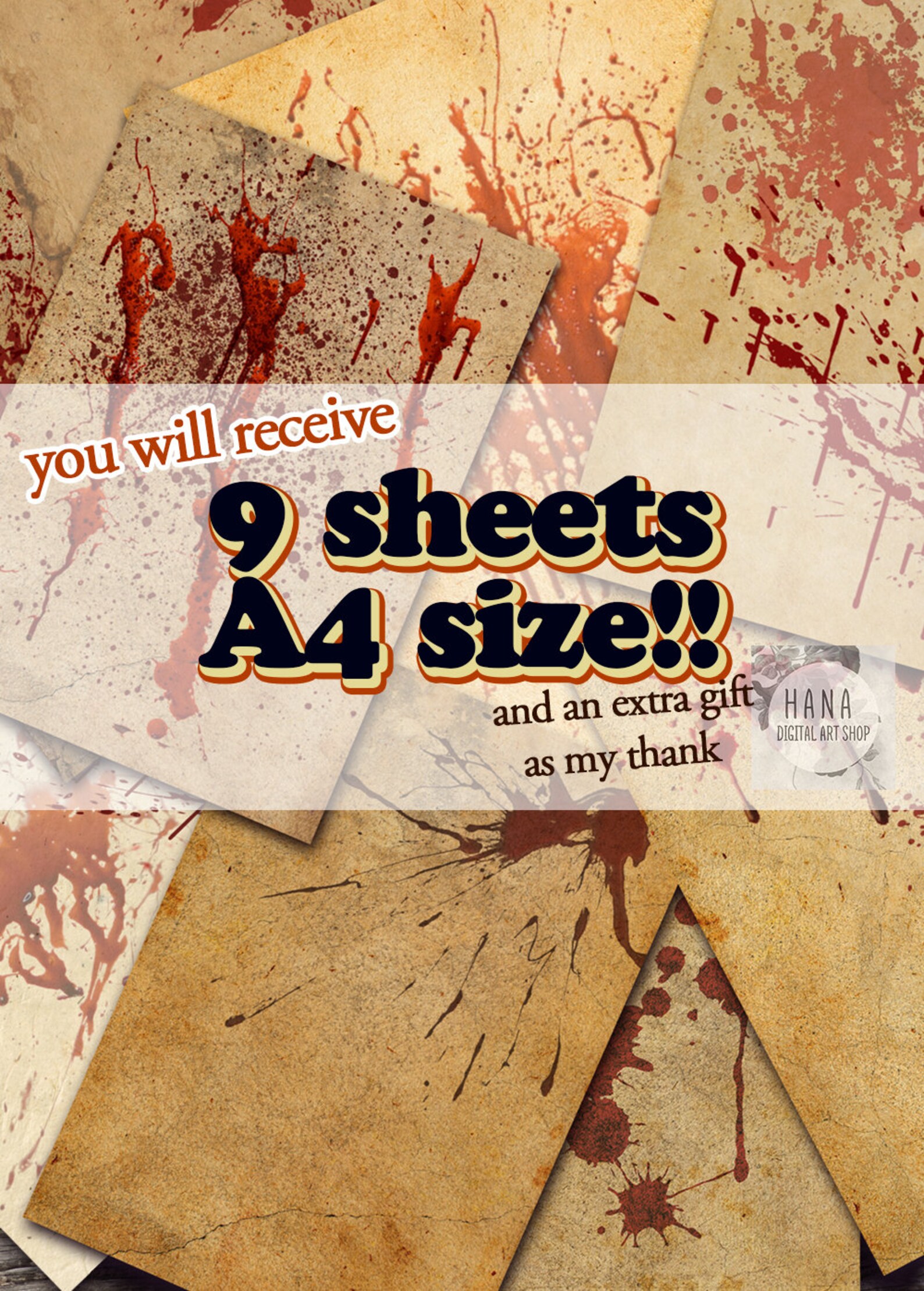 BLOODY PAPER PACK, Creepy Paper, Journal Printable Pages, Digital ...